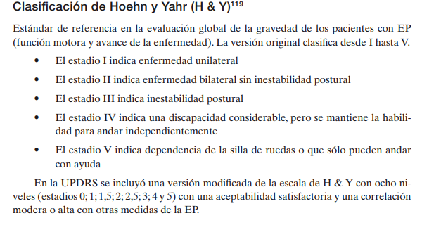 Escala de Hoehn y Yahr :: Escalas de evaluación